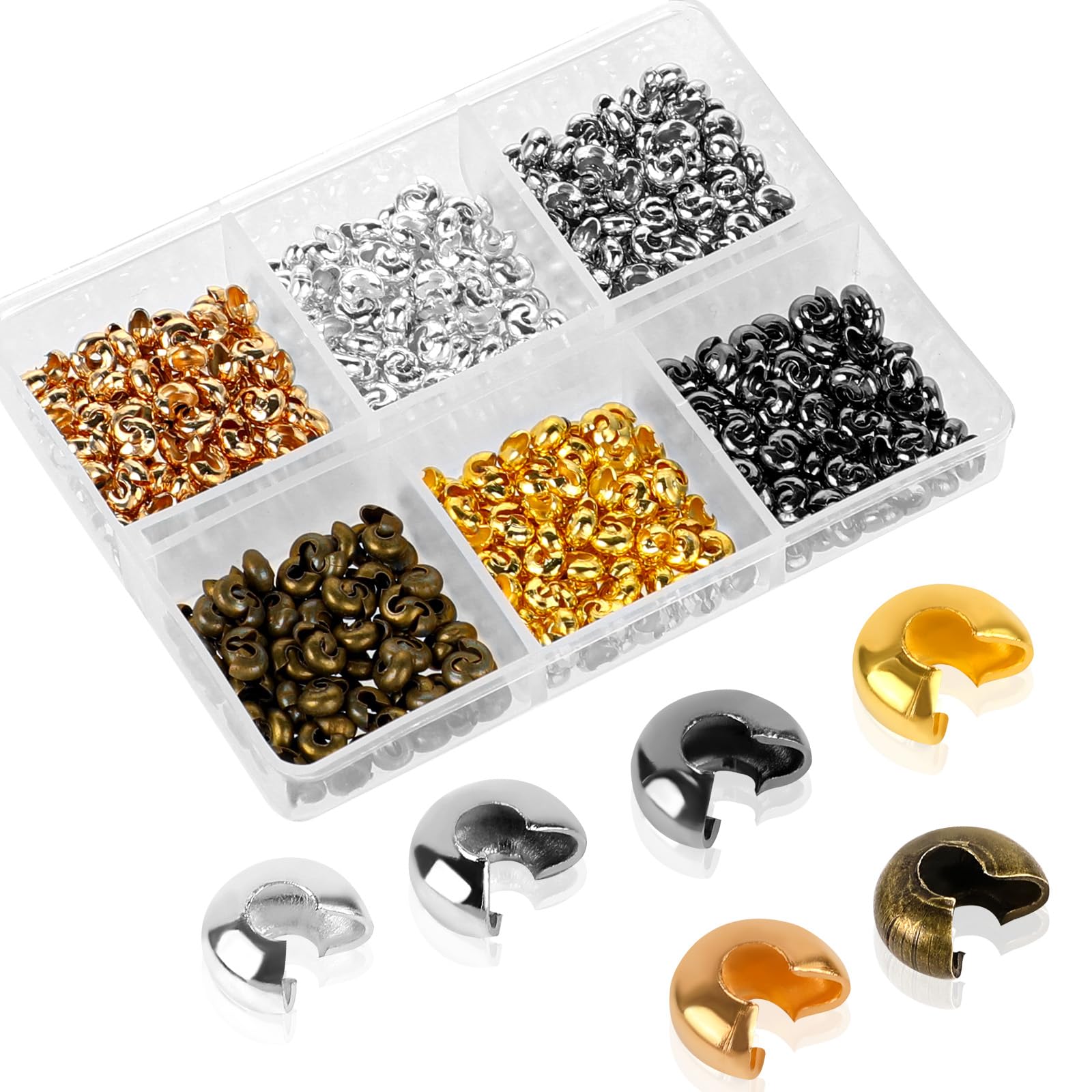 Amazon.com: Sliverdew 600Pcs Crimp Bead Covers 4mm Crimp Covers for ...