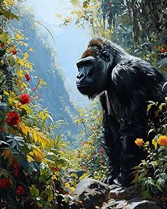 Amazon.com: DIY Paint by Numbers for Adults Beginner, Gorillas Climbing Through Trees, Paint by ...