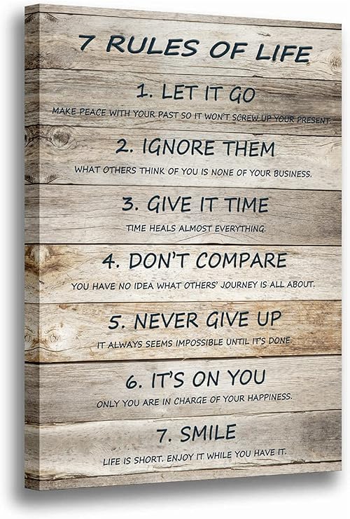 Amazon.com: Paimuni 7 Rules of Life Inspirational Wall Art Motivational ...