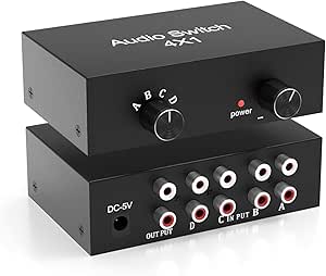 Amazon.com: Audio Switch 4 Way Bi-Directional RCA L/R Stereo Audio ...