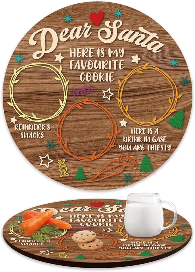 Amazon.com | Santa Christmas Treat Tray, Round Christmas Tray ...