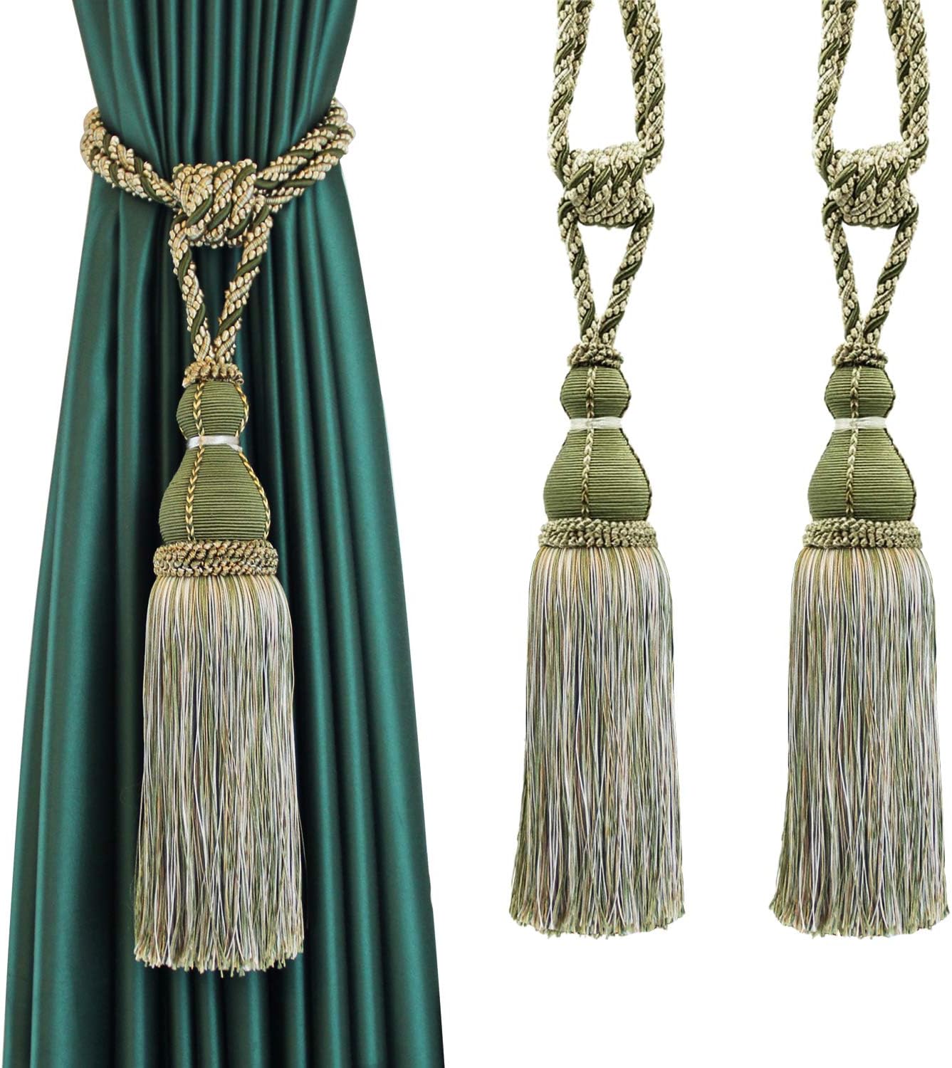 Amazon.com: BEL AVENIR 2 Pack Tassel Curtain Tiebacks Holdback Large ...