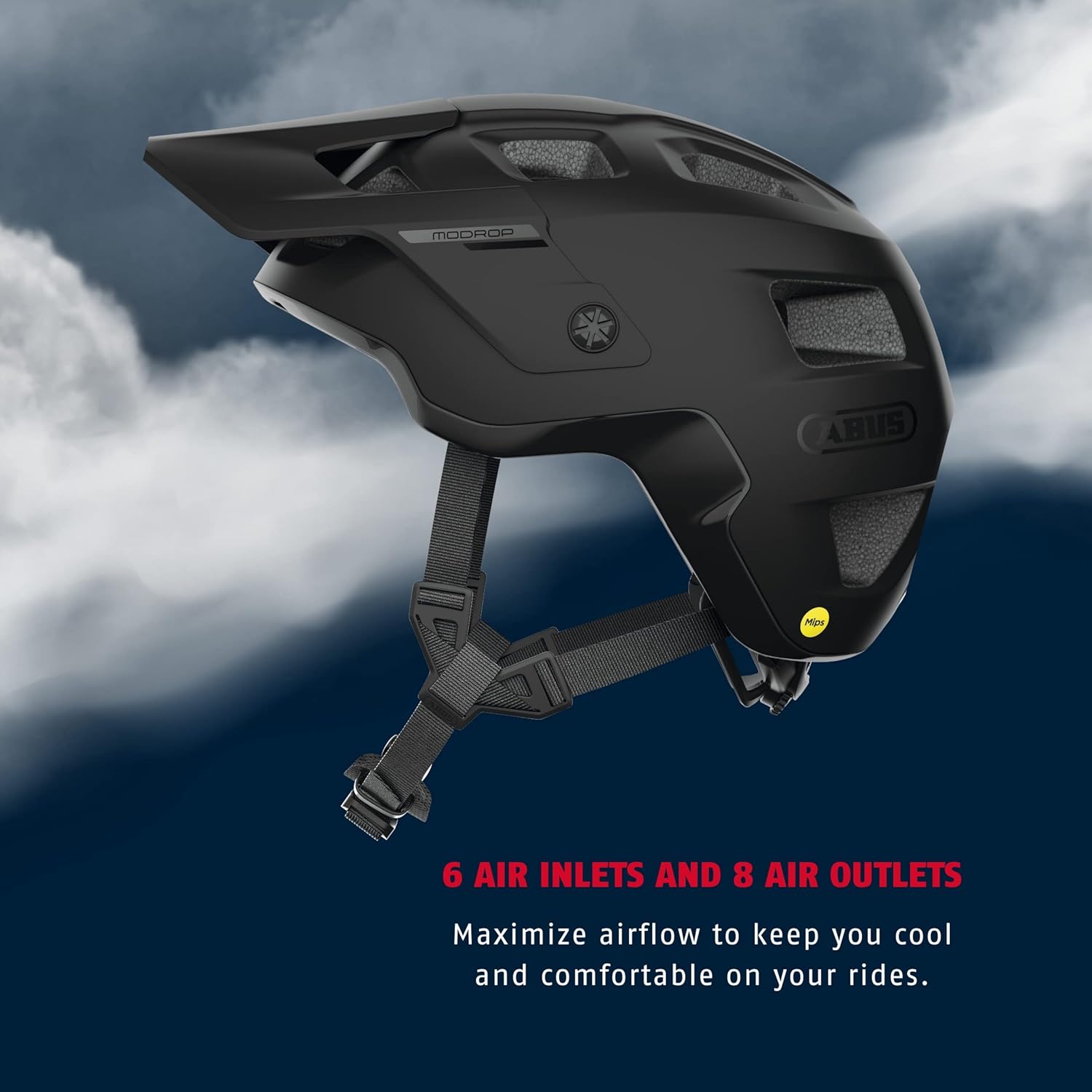 ABUS MoDrop MIPS Adult Mountain Bike Helmet, Velvet Black, Size L (59 ...