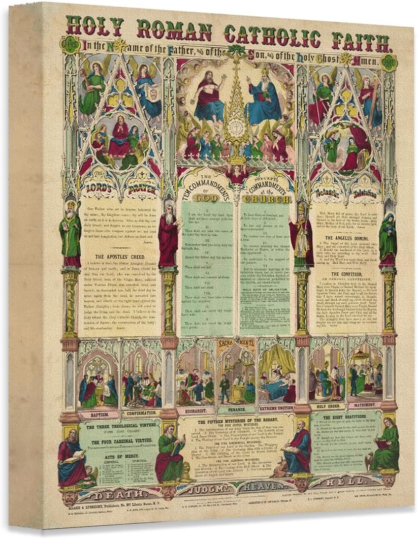 Amazon.com: Holy Roman Catholic Faith Poster - Vintage Bible Book Page ...