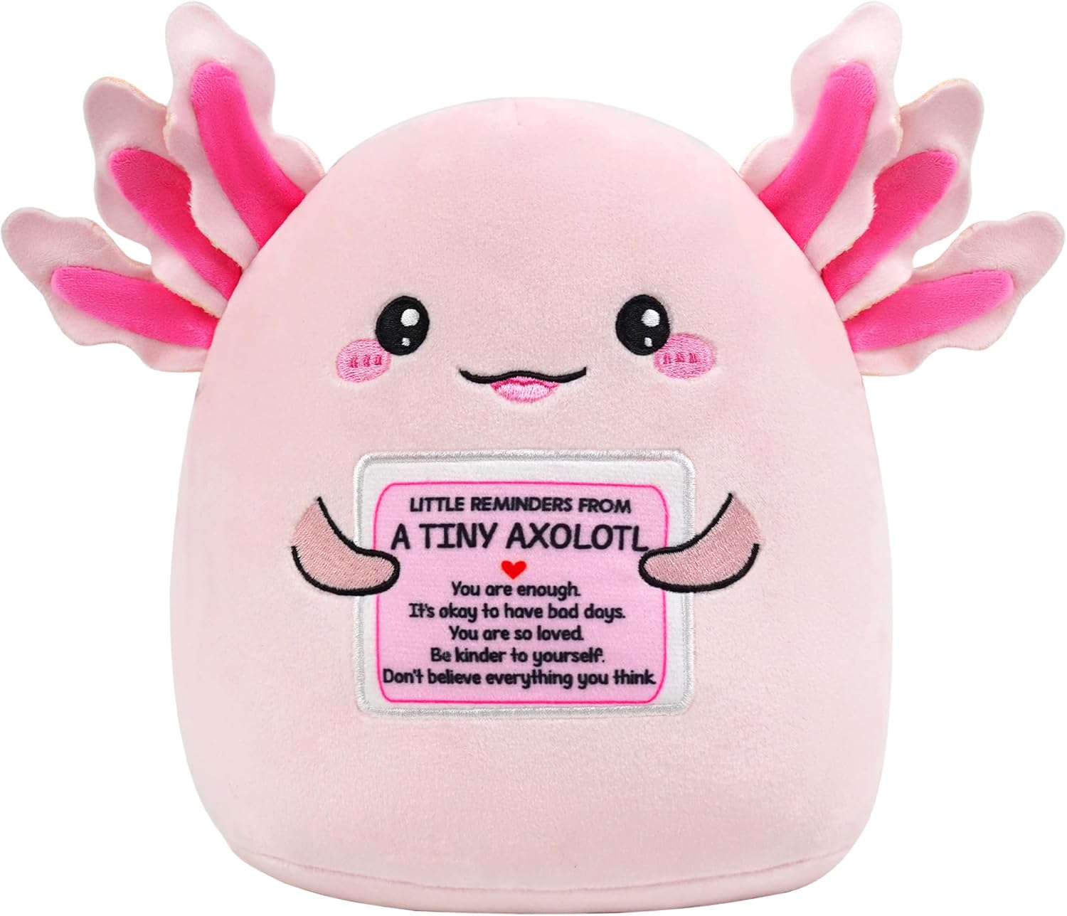 Amazon.com: SEAOPOP Positive Axolotl Plush Toy: 8 Inch Cute Soft Pink Axolotl Stuffed Animal ...