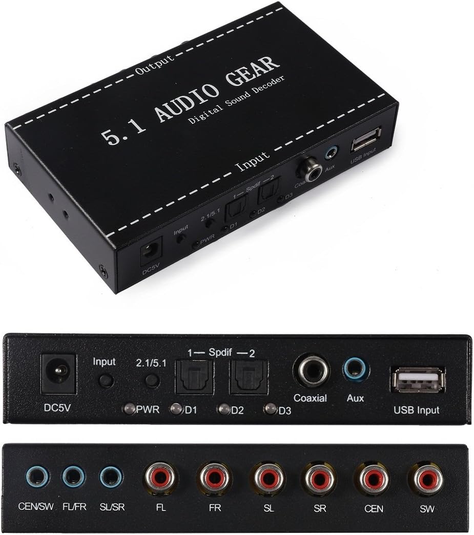 Upgrade Version 5.1 Audio Gear Digital Sound Decoder Converter, with ...