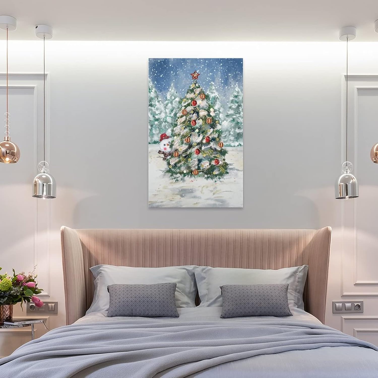Arte De Pared De Navidad Paisaje Moderno Lienzo De Árbol De Navidad ...