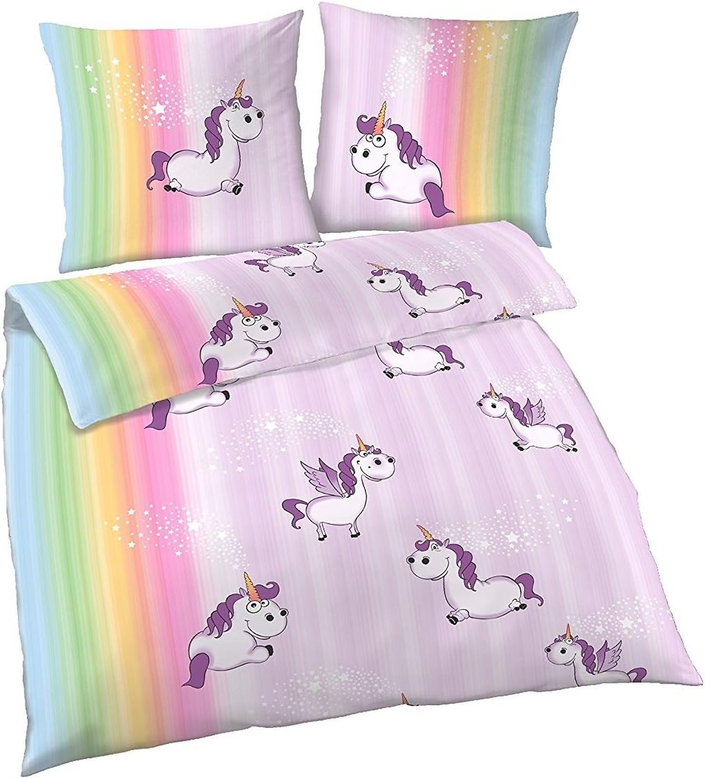 one-home 2 tlg Flausch Bettwäsche 135 x 200 cm Einhorn Unicorn ...