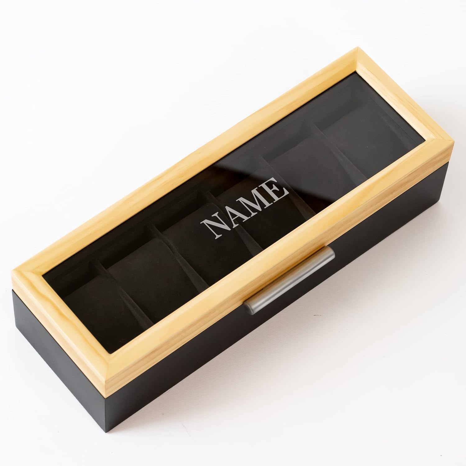 Amazon.com: CASE ELEGANCE Monogrammed Two-Toned Pine and Black Base ...