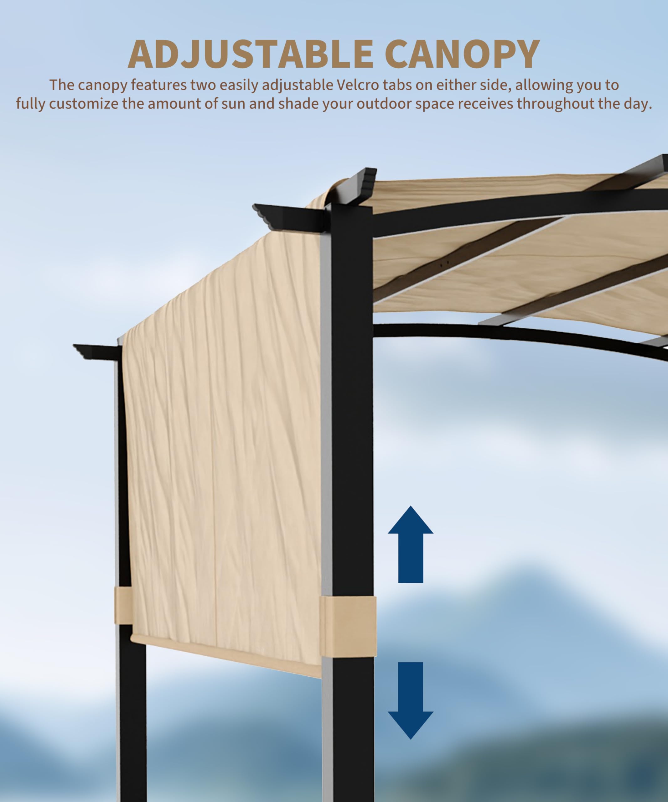Snapklik.com : KYBOLT 12x9 Ft Outdoor Arched Pergola Metal Gazebo