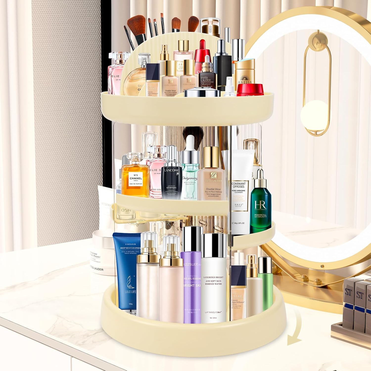 Amazon.com: 360° Rotating Makeup Organizer, Large Capacity Acrylic ...