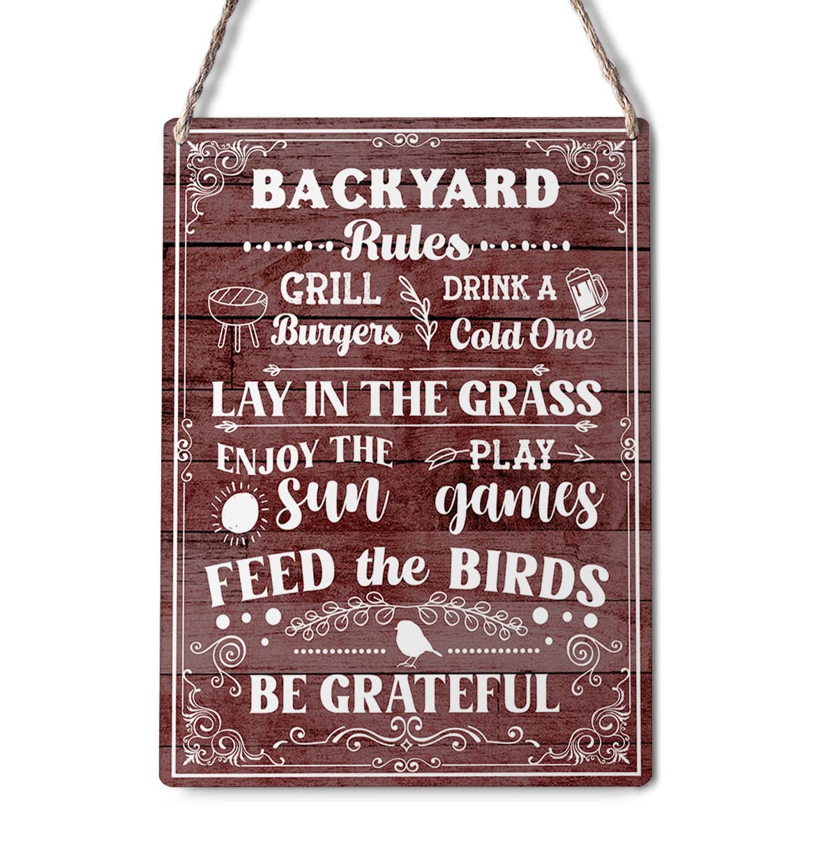 Farmhouse Backyard Wooden Sign Wall Decor Rustic Backyard Rules Grill ...