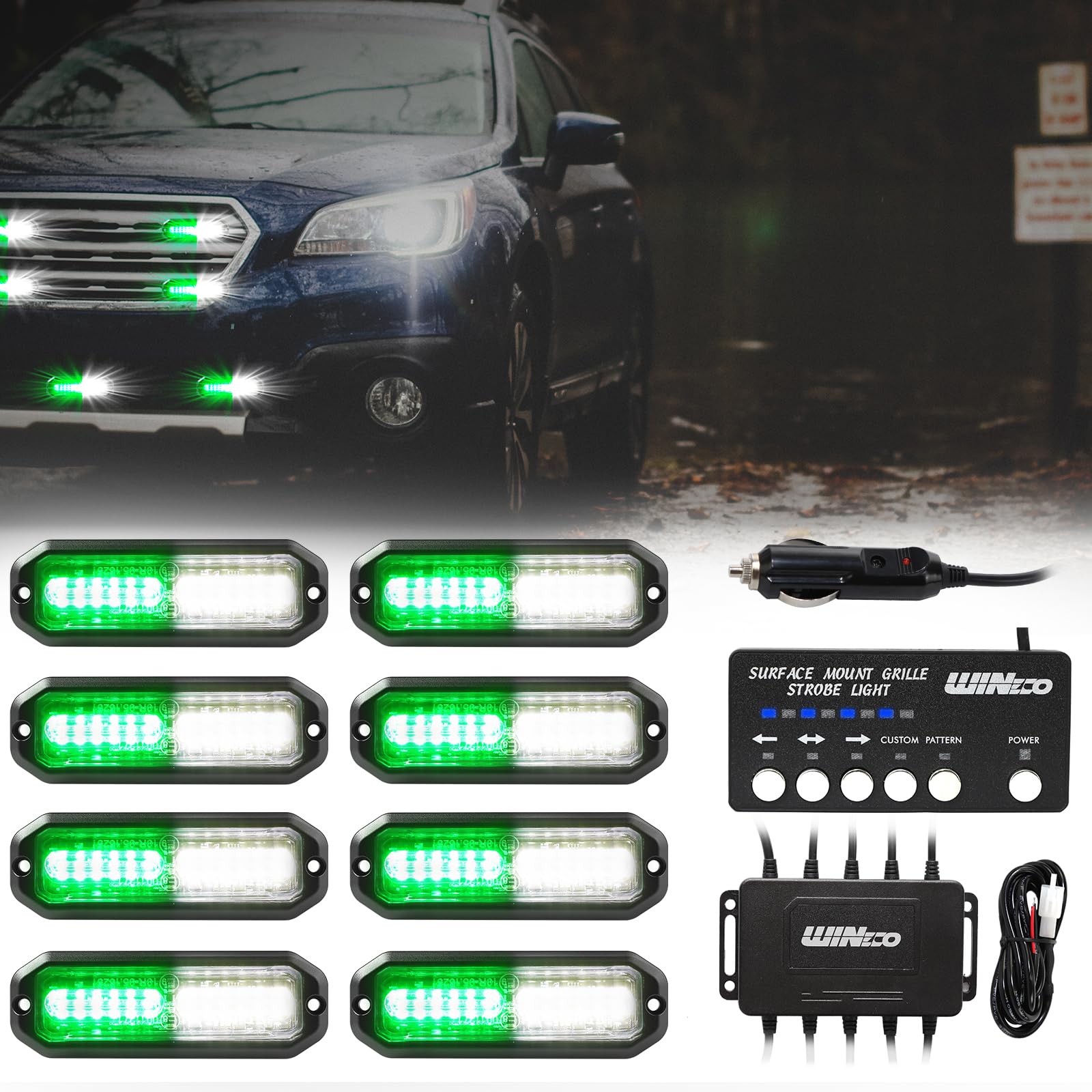 Amazon.com: WINECO Green White led strobe lights for trucks, Emergency ...