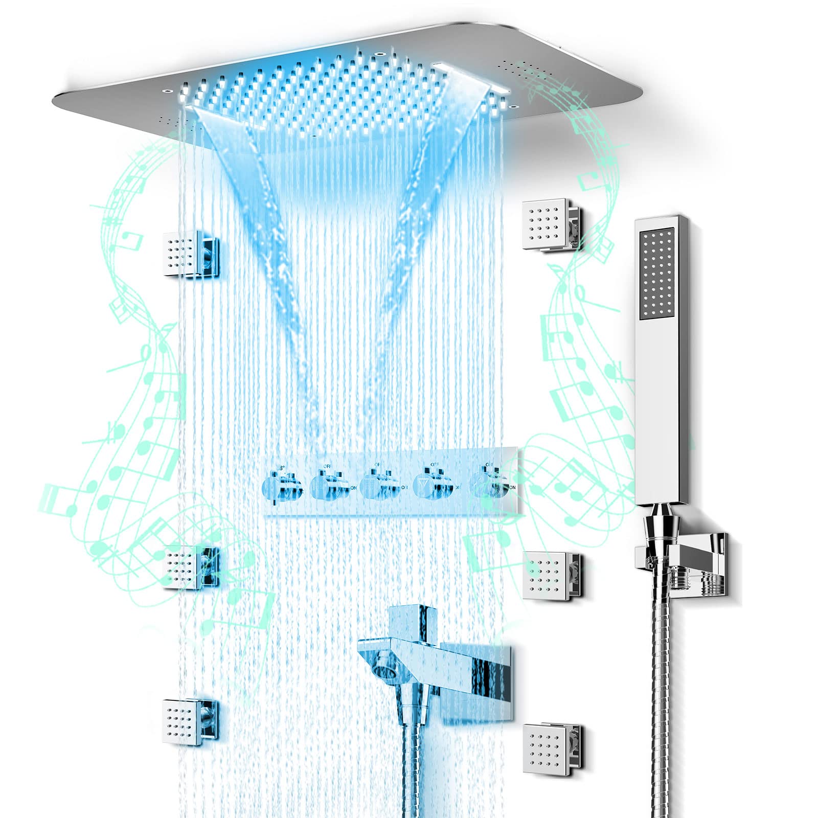 23 Inch Full Body Shower System with Body Jets, Thermostatic Shower ...