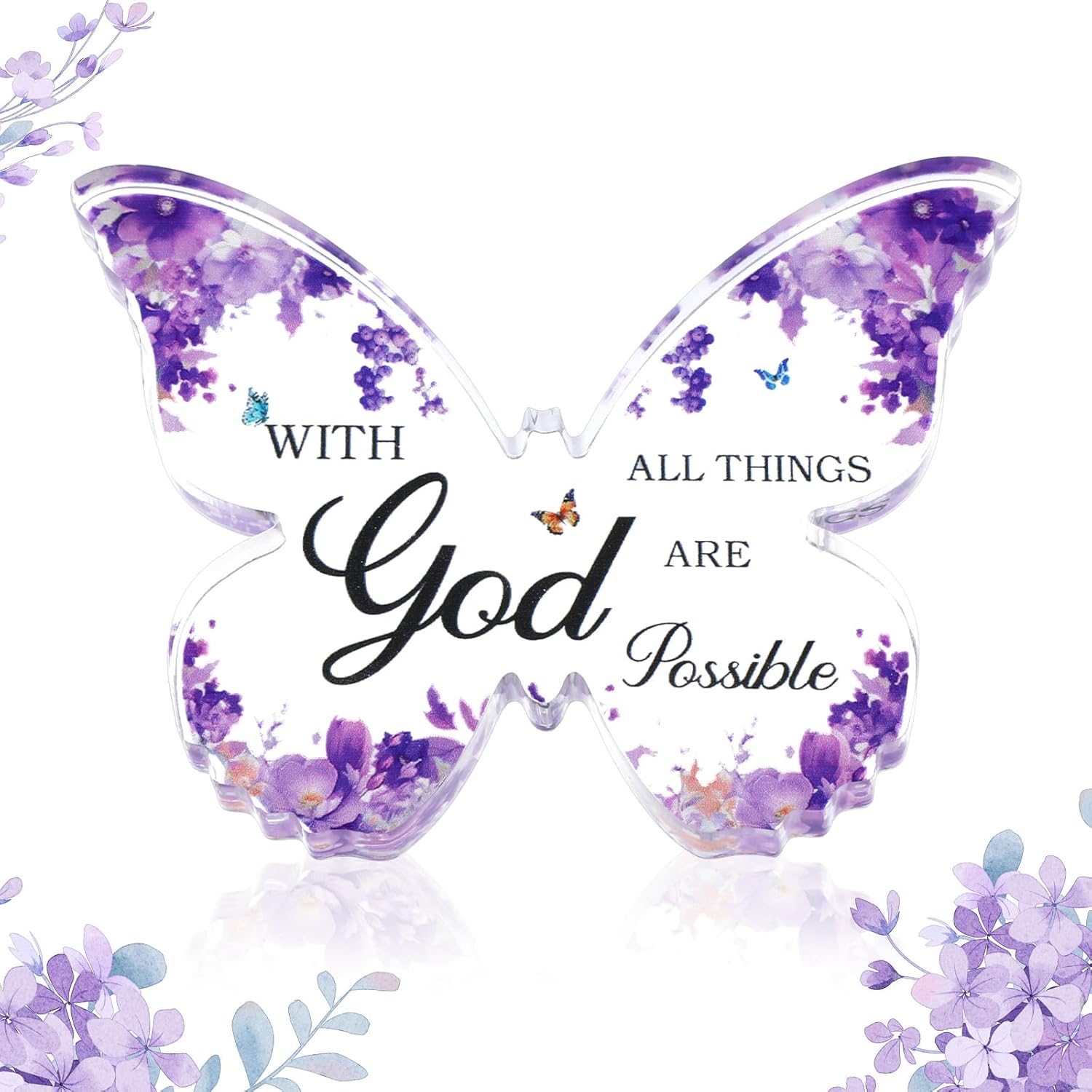 Amazon.com: Kifmurase Purple Butterfly Acrylic Office Desk Decor for ...