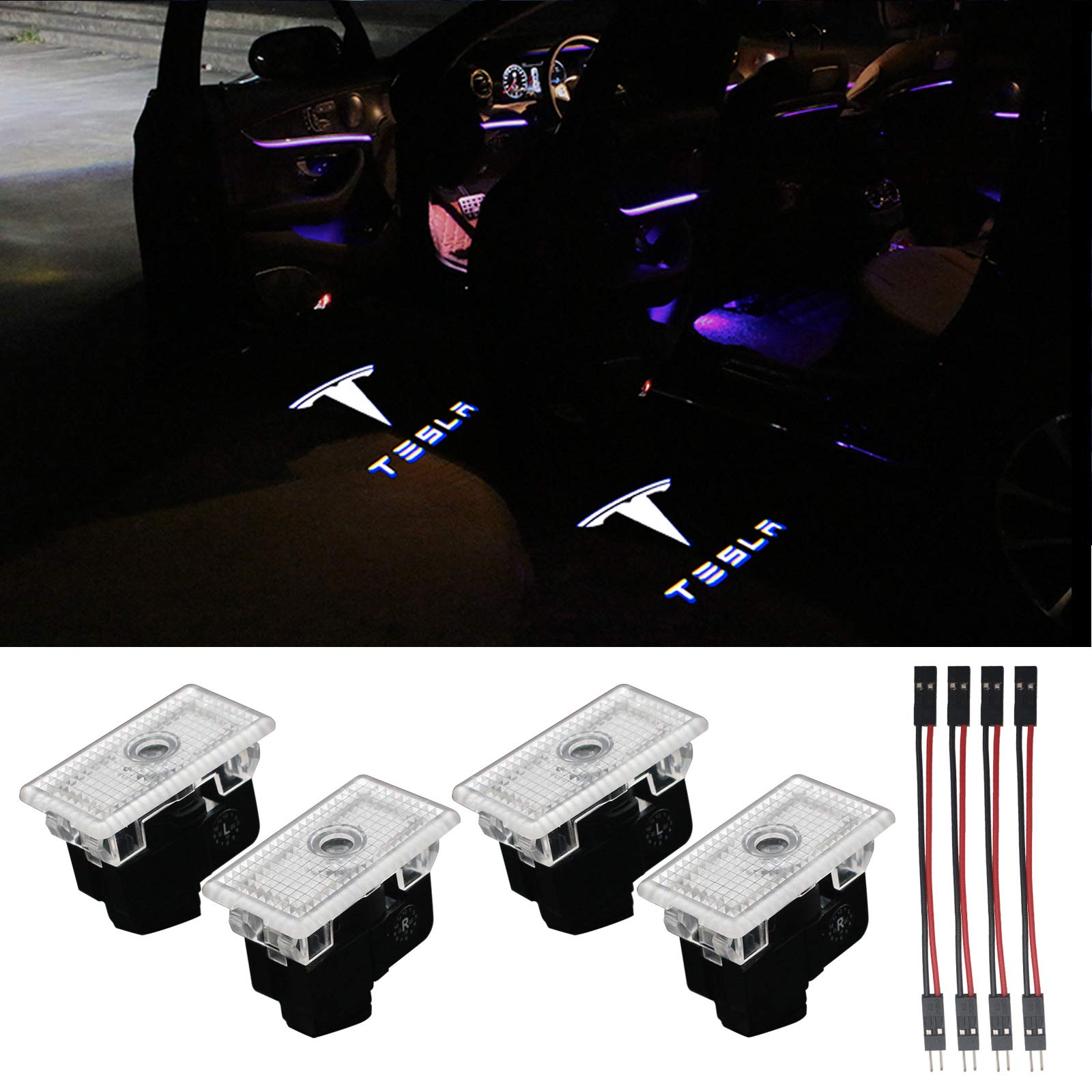 Buy Car Door Projector LED Lights for Tesla Model 3 Model S Model X ...