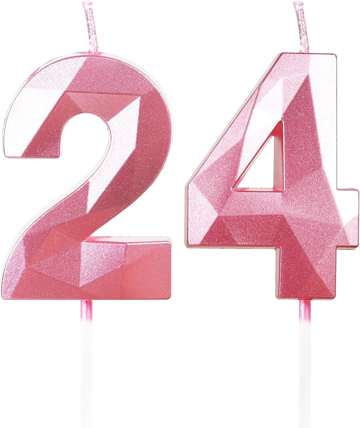 Amazon.com: 24th Birthday Candles,Number 24 Candles,Pink Happy Birthday ...