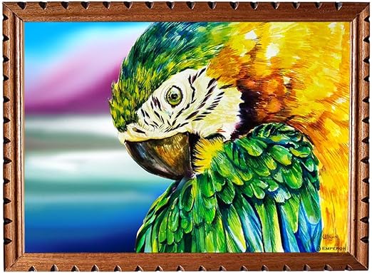 Emperor Art Gallery , Parrot Art Painting Print With Laminated # Wood ...
