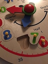 Amazon.com: Hape Wooden Colorful Happy Clock Knob Puzzle| Clock Time ...