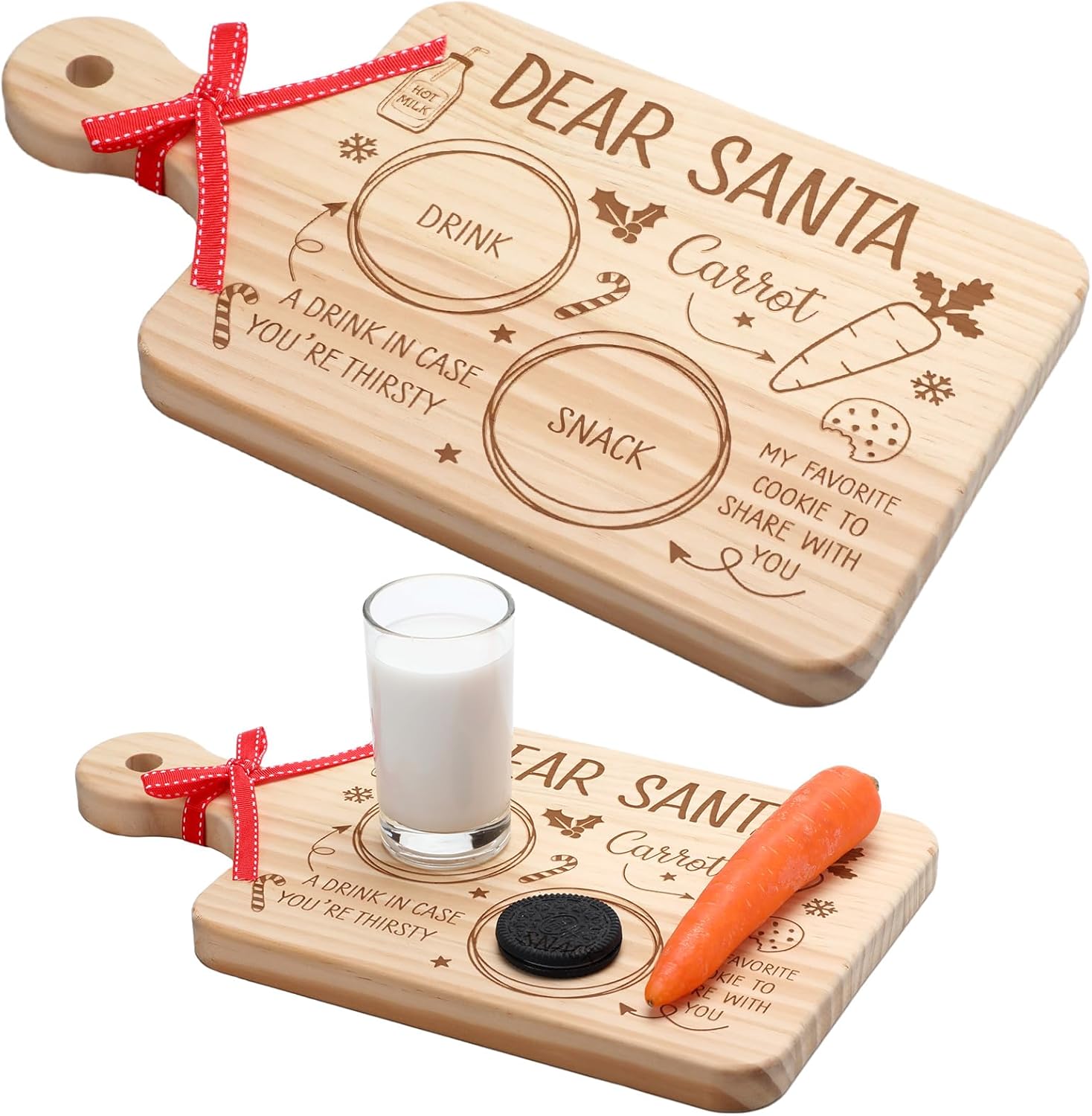 Amazon.com | Sliner Santa Cookie Plate Wooden Tray Plate Platter Mat ...