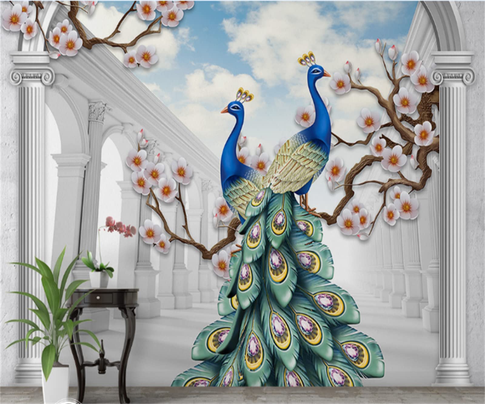 Peacock Design Wallpaper Exotic Peacock Feather Patterned Wallpaper In