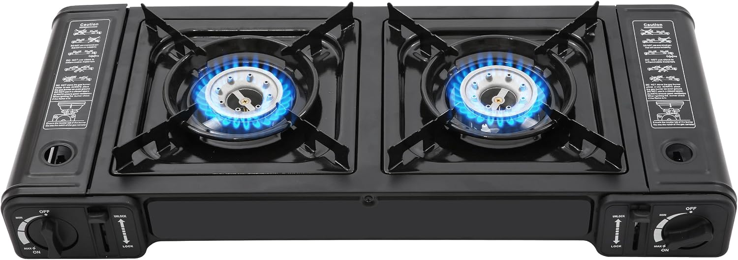 Amazon.com: Propane Camping Stove 2 Burners Portable Camping Stove ...