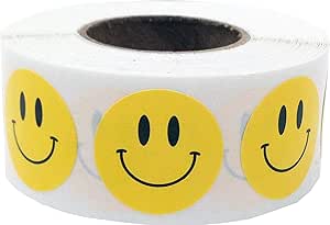 Amazon.com: Happy Face Stickers - Yellow Semi-Gloss Happy Face Labels ...