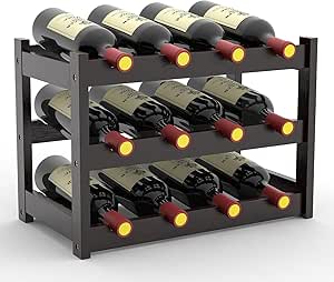 Amazon.com: FoverOne Bamboo Wine Rack Countertop, 3-Tier 12 Bottles Wine Storage Shelf for ...