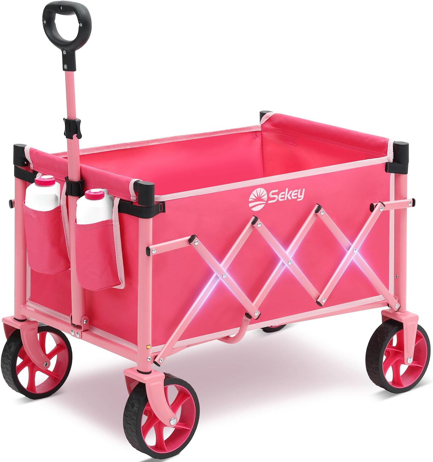 Amazon.com: Pink Collapsible Wagon Cart Foldable - Heavy Duty Beach ...