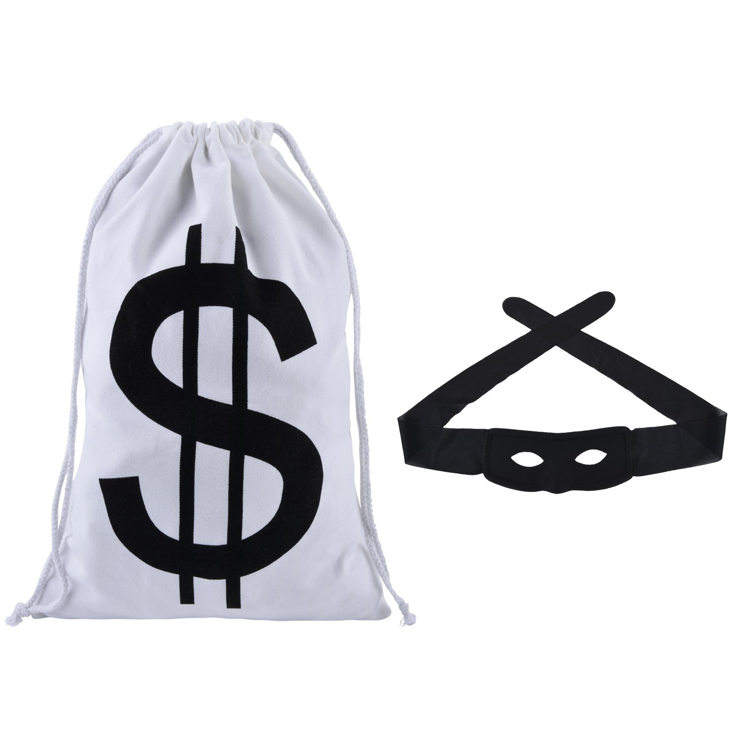 Auihiay Robber Costume Include 17 X 11 Inch Dollar Sign Bag Bandit Eye ...