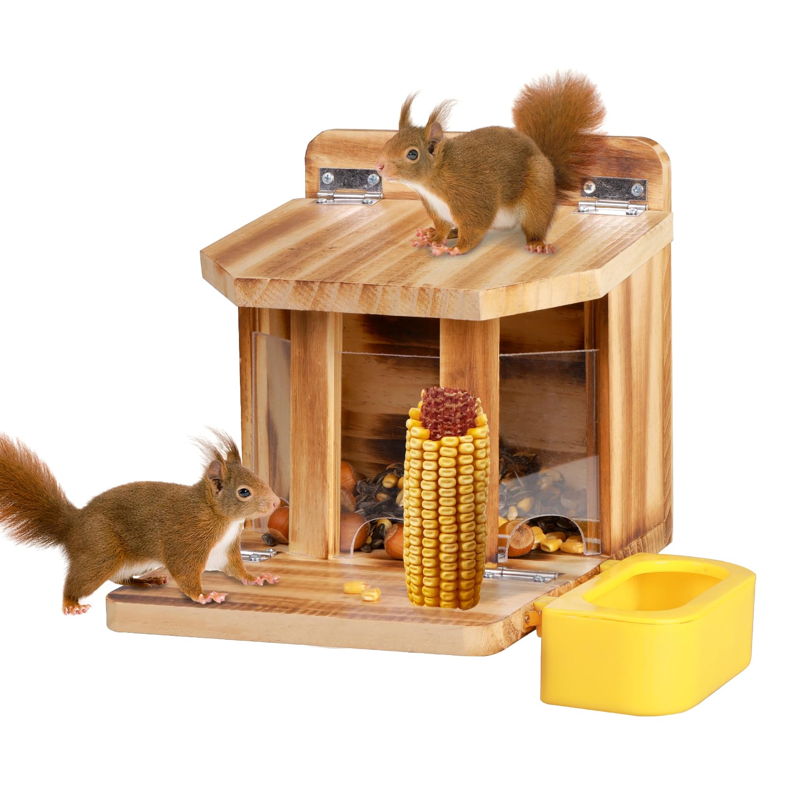 Amazon.com : MIXXIDEA Wooden Squirrel Feeder with Water Bowl, Large ...
