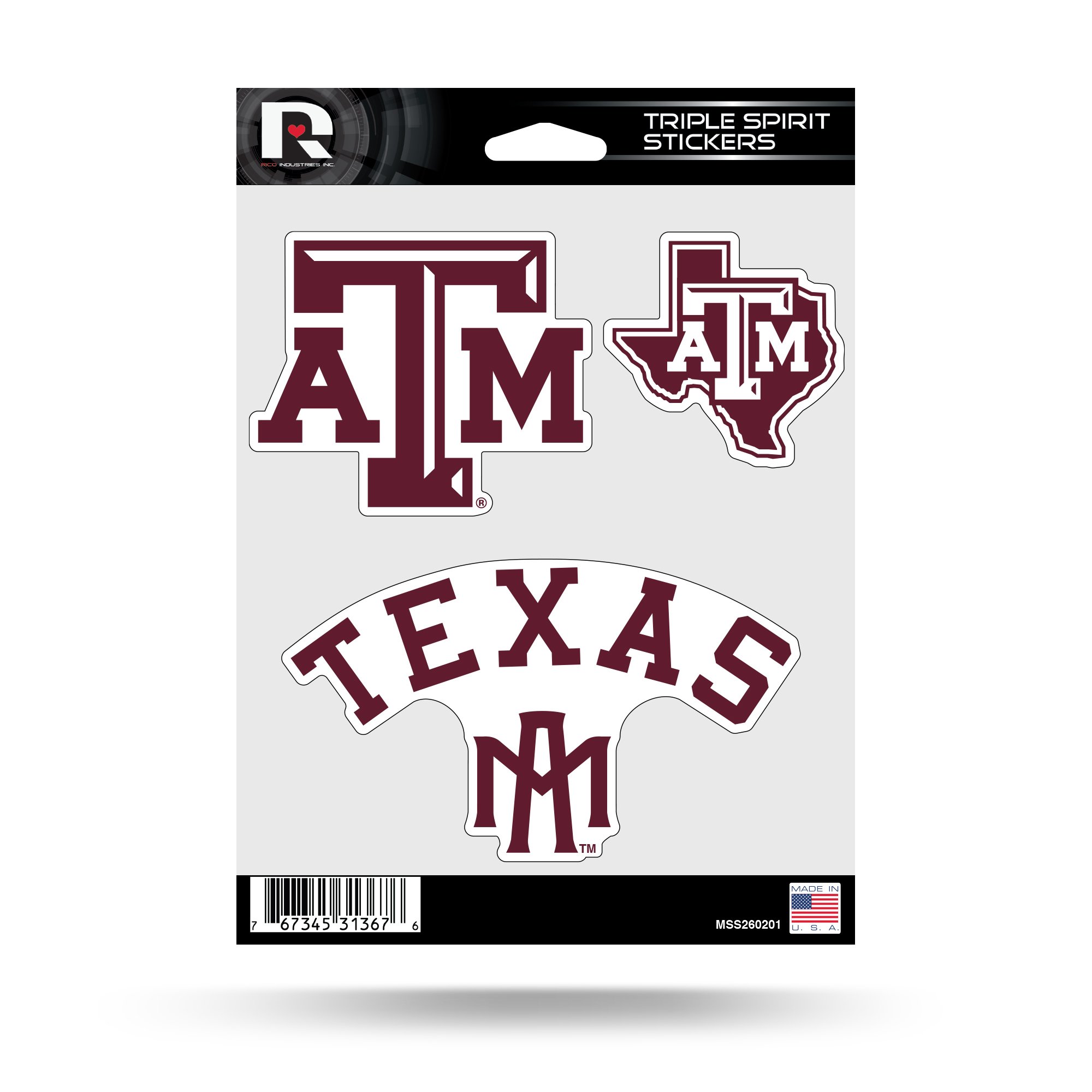 Snapklik.com : NCAA Texas A&M Aggies Die Cut 3-Piece Triple Spirit ...