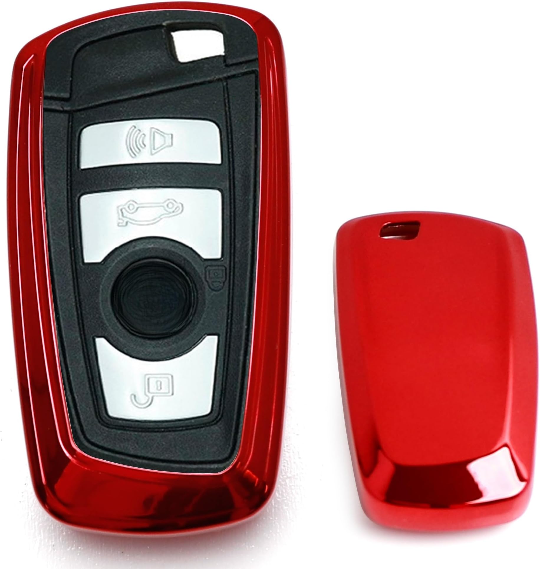 Amazon.com: iJDMTOY Chrome Finish Red TPU Key Fob Protective Cover Case ...
