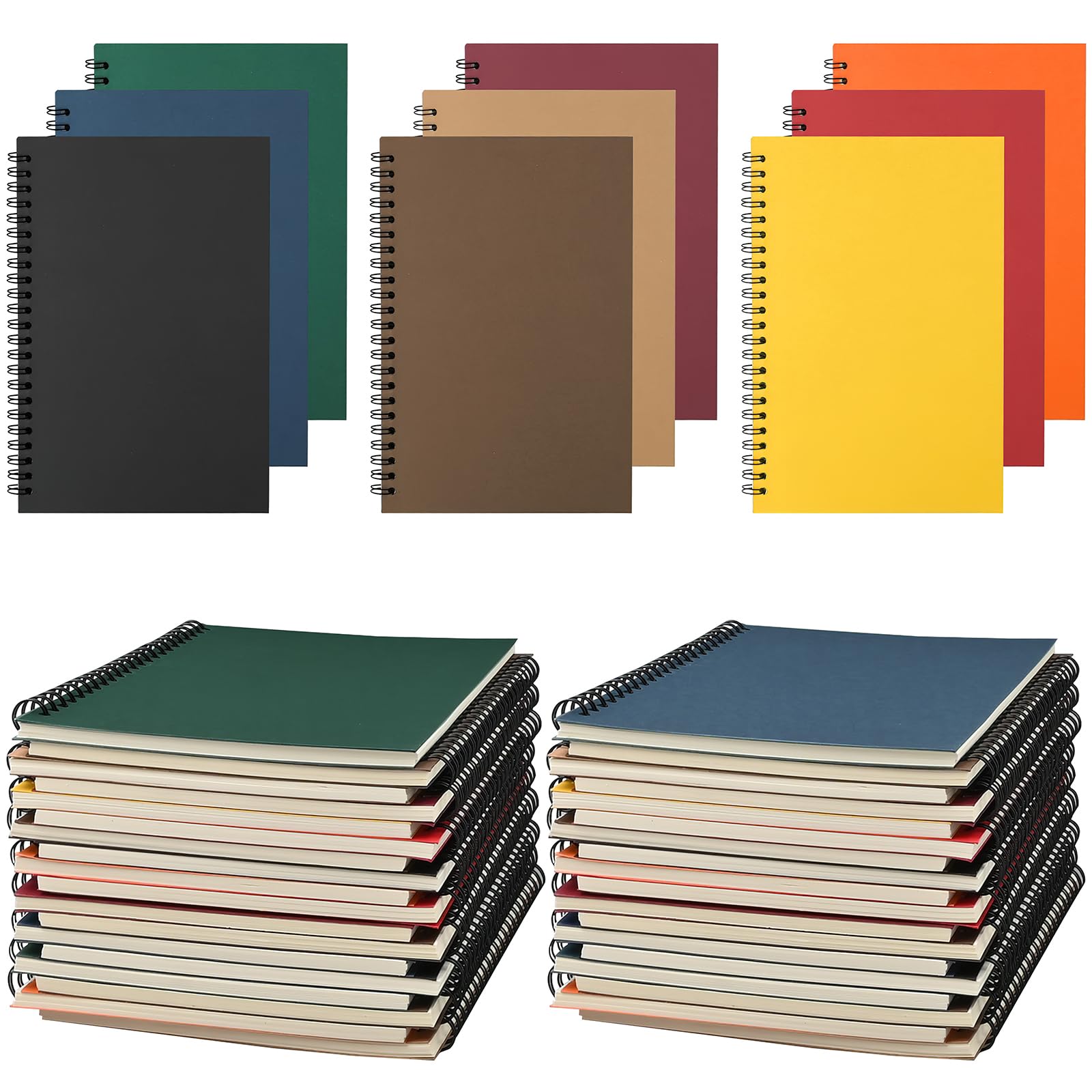 36 Pack Spiral Notebook, 8.3 Inch x 5.9 Inch A5 Thick Plastic Hardcover ...