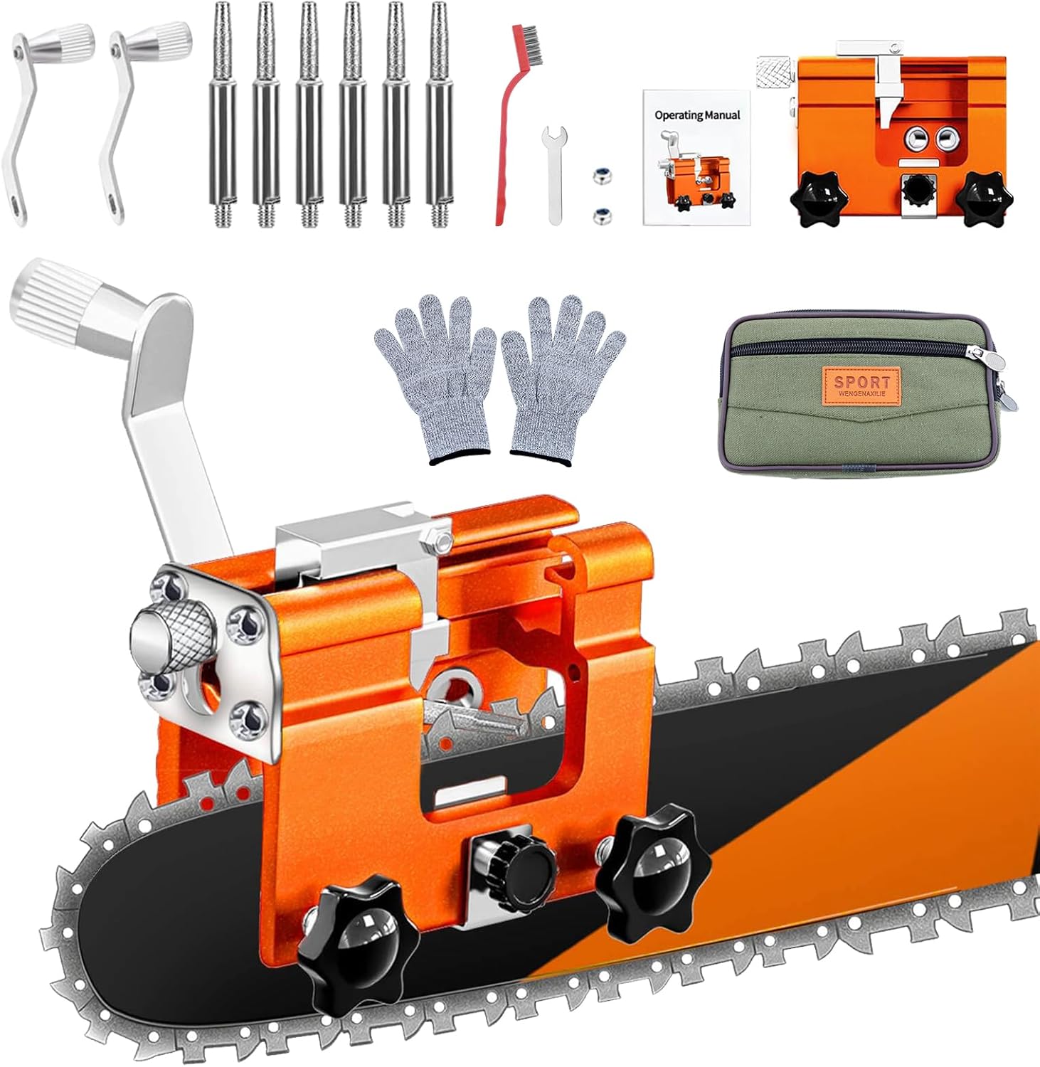 Amazon.com: HAISHINE Chainsaw Sharpener Kit, Hand-Cranked Chain Saw ...