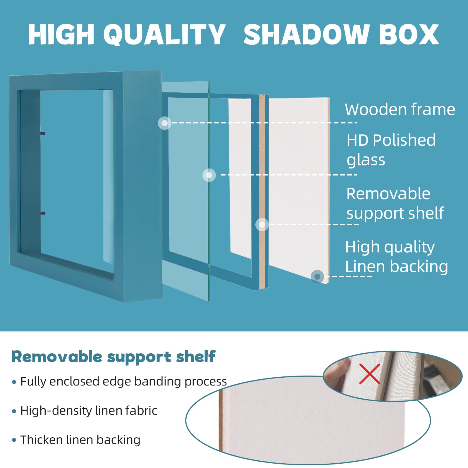 Photo Box Muzilife 8x8 Shadow Box Frame - Deep Display Case For ...