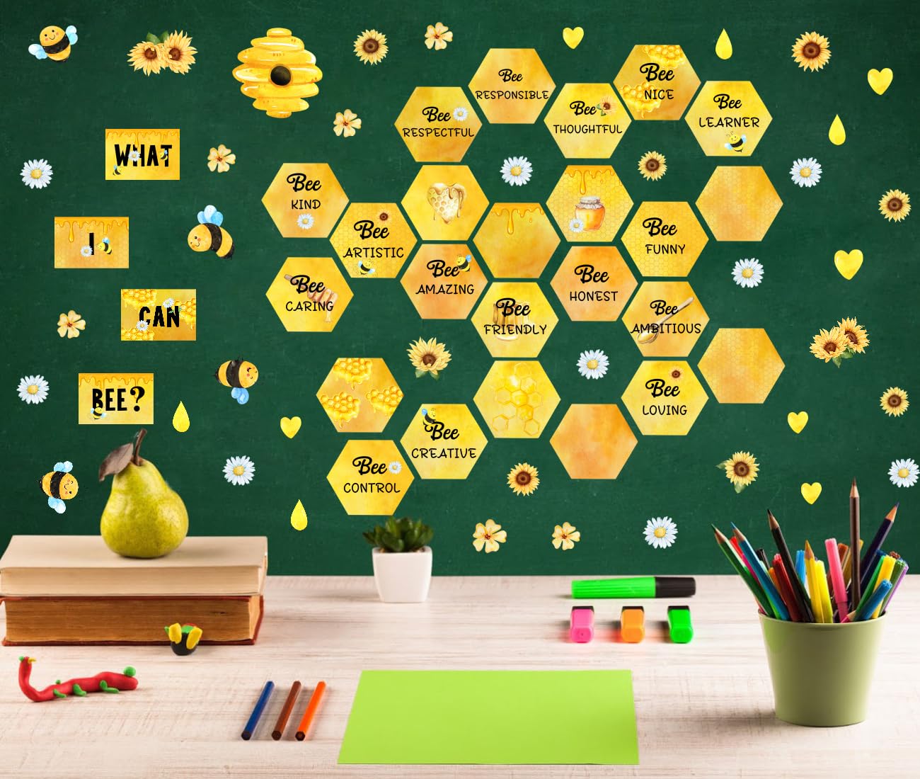 Amazon.com: OLMIXA Watercolor Bee Honey Wall Decals - Inspirational ...