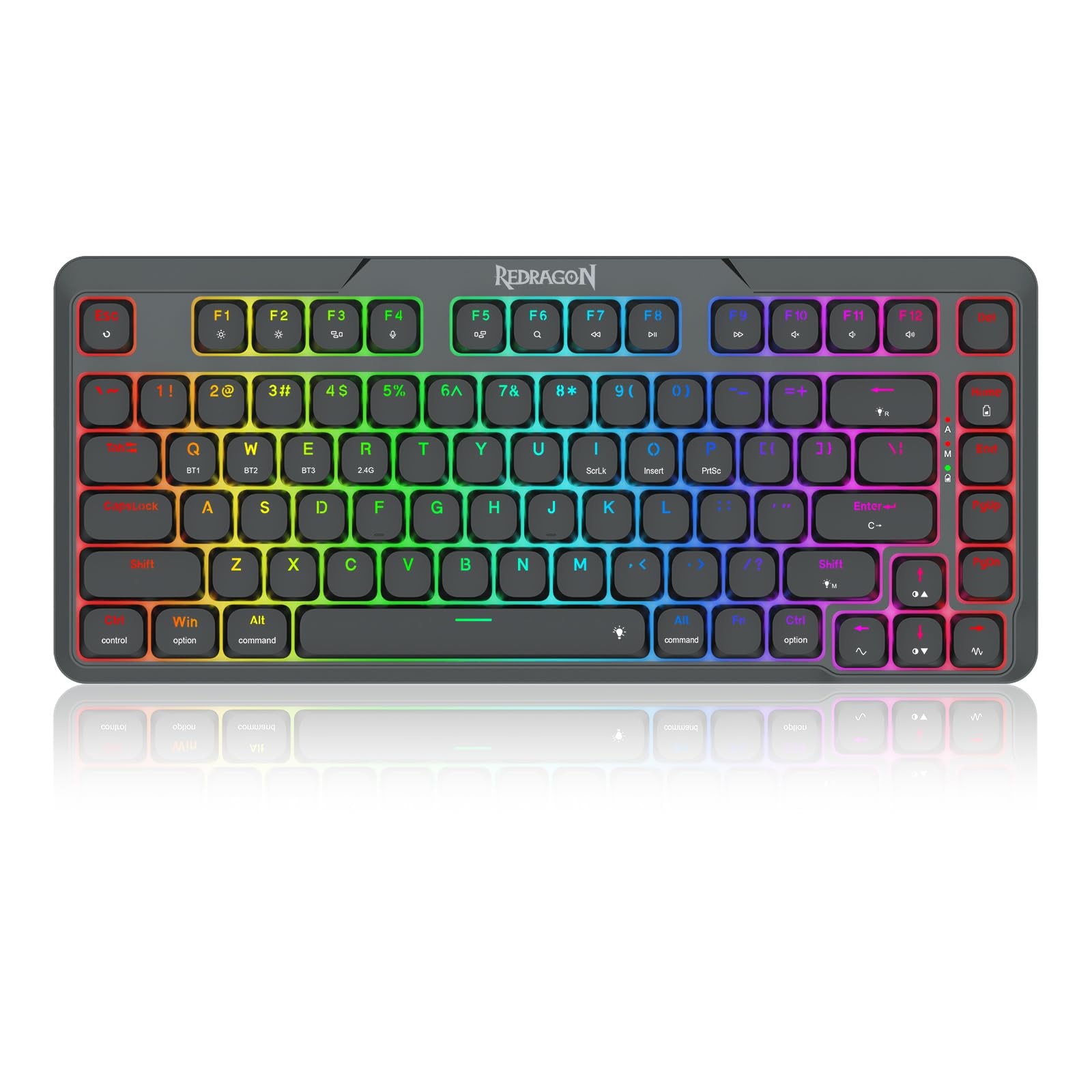Redragon K706 PRO 75% Wireless Gasket RGB Gaming Keyboard, 3-Modes 82 ...