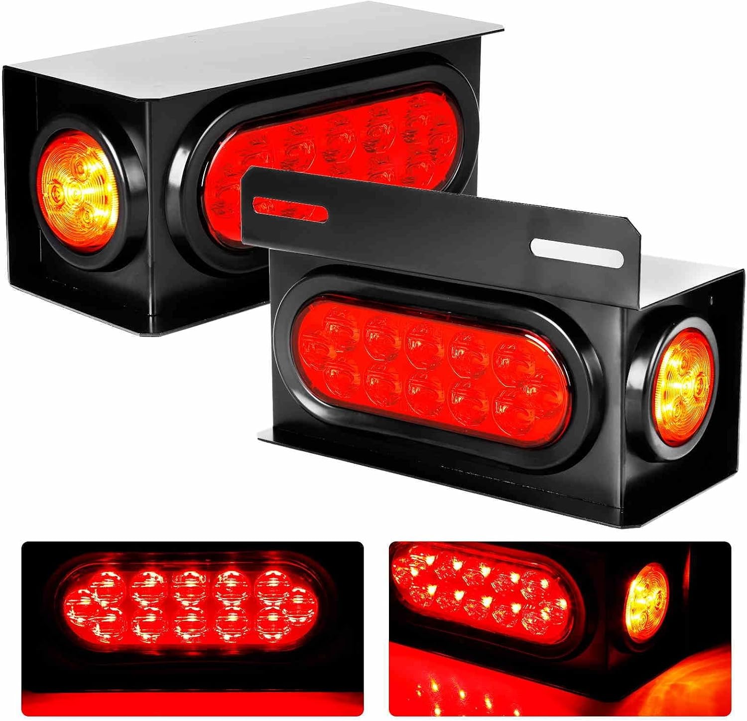 Cyfie Trailer Light Boxes, 2PCS Steel Waterproof Trailer Tail Lights ...