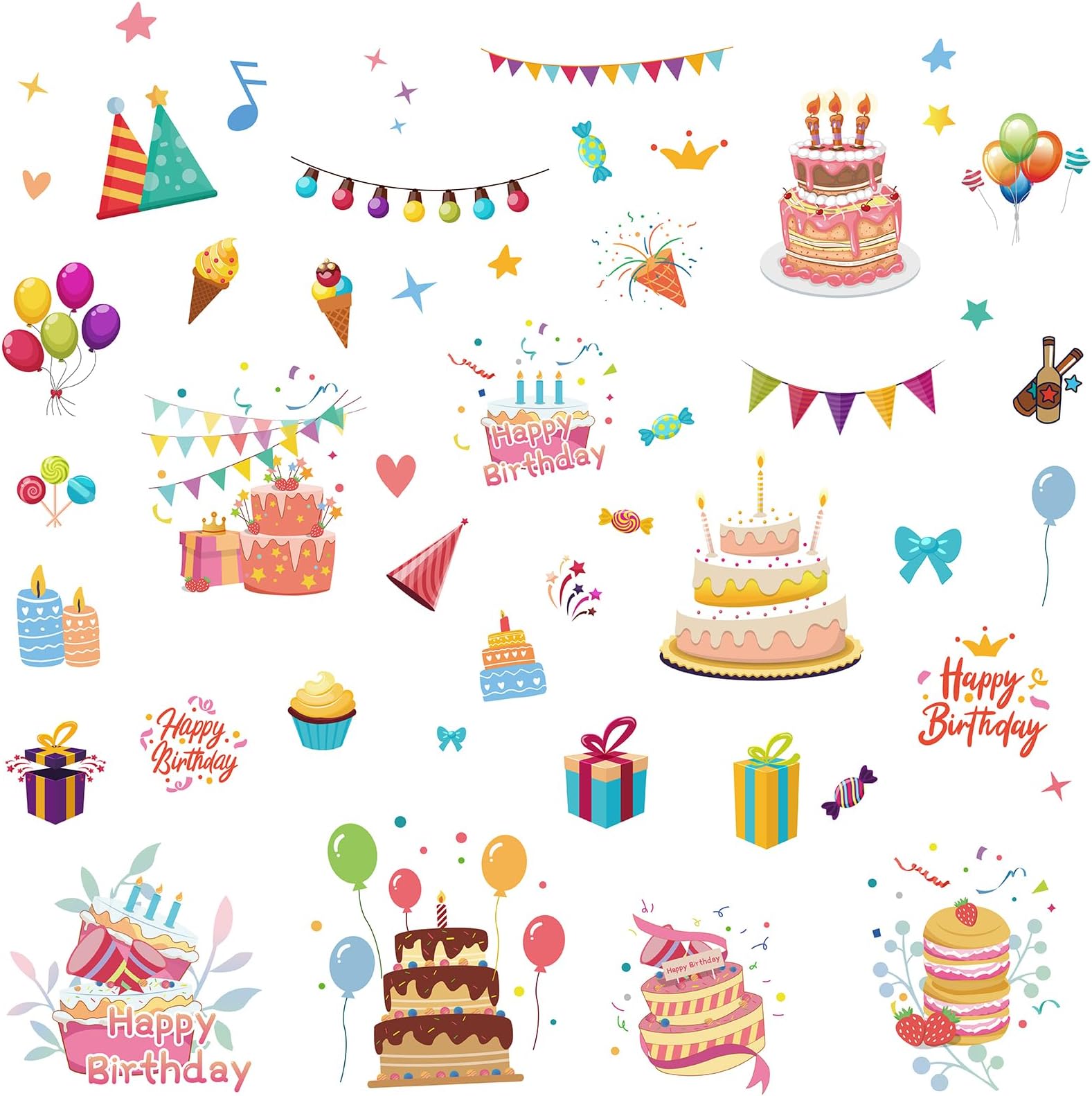 Amazon.com: Happy Birthday Window Clings Happy Birthday Stickers ...
