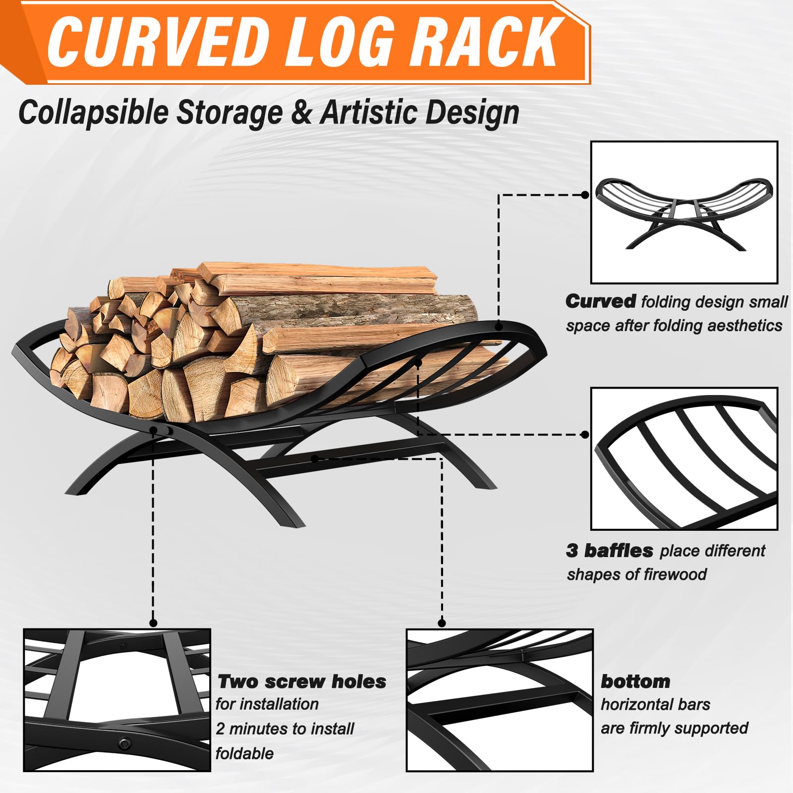 Snapklik.com : GREENER Small Collapsible Firewood Holder - 17 ...