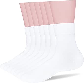 Amazon.com: Ait fish Loose-Cuff Seamless 100% Soft Cotton Socks Women ...