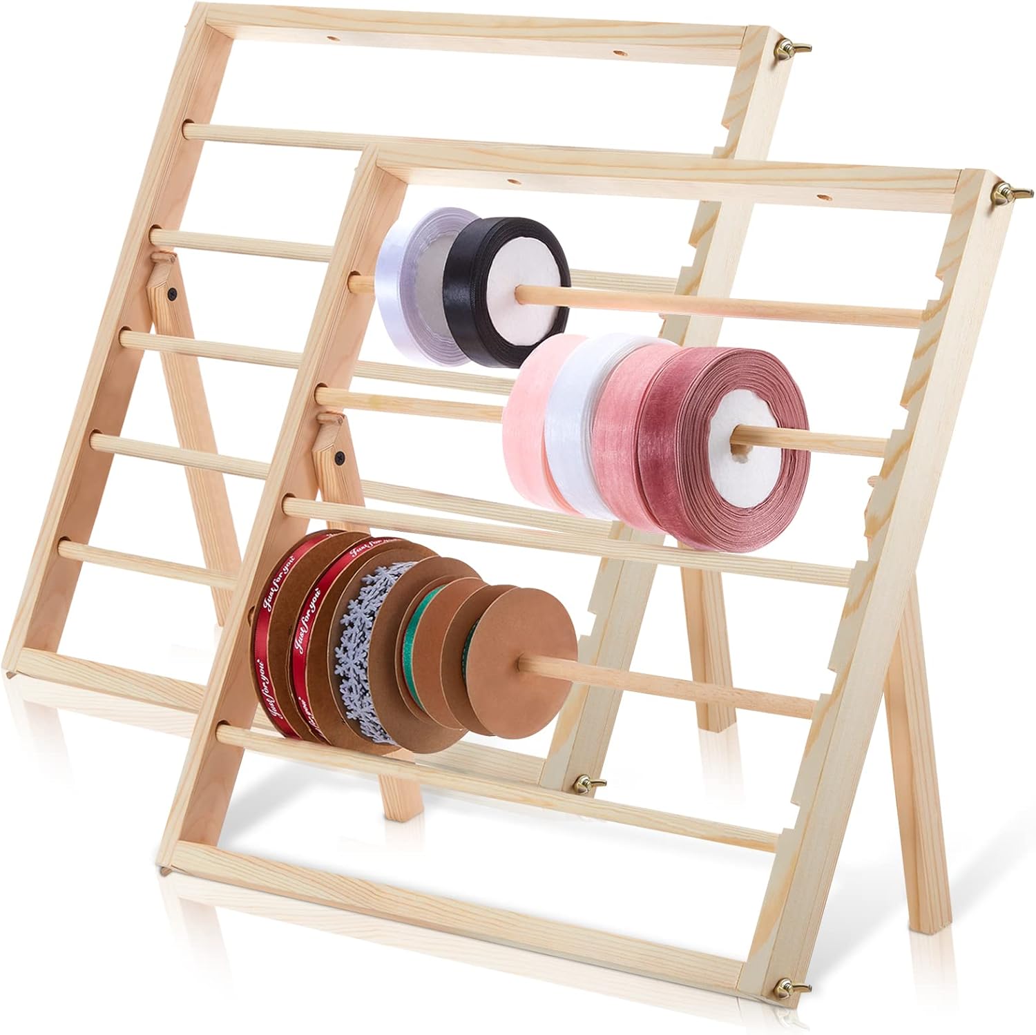Amazon.com: 2 Sets Wood Ribbon Organizer Display Rack Holder for Craft ...
