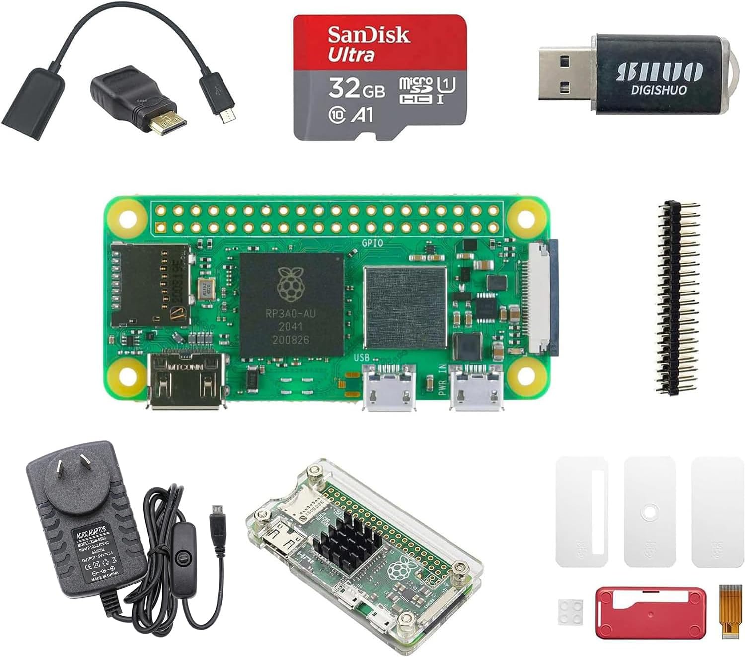 DIGISHUO Raspberry Pi Zero 2WH Complete Kit | 1GHz 512M W/Pre Soldered ...