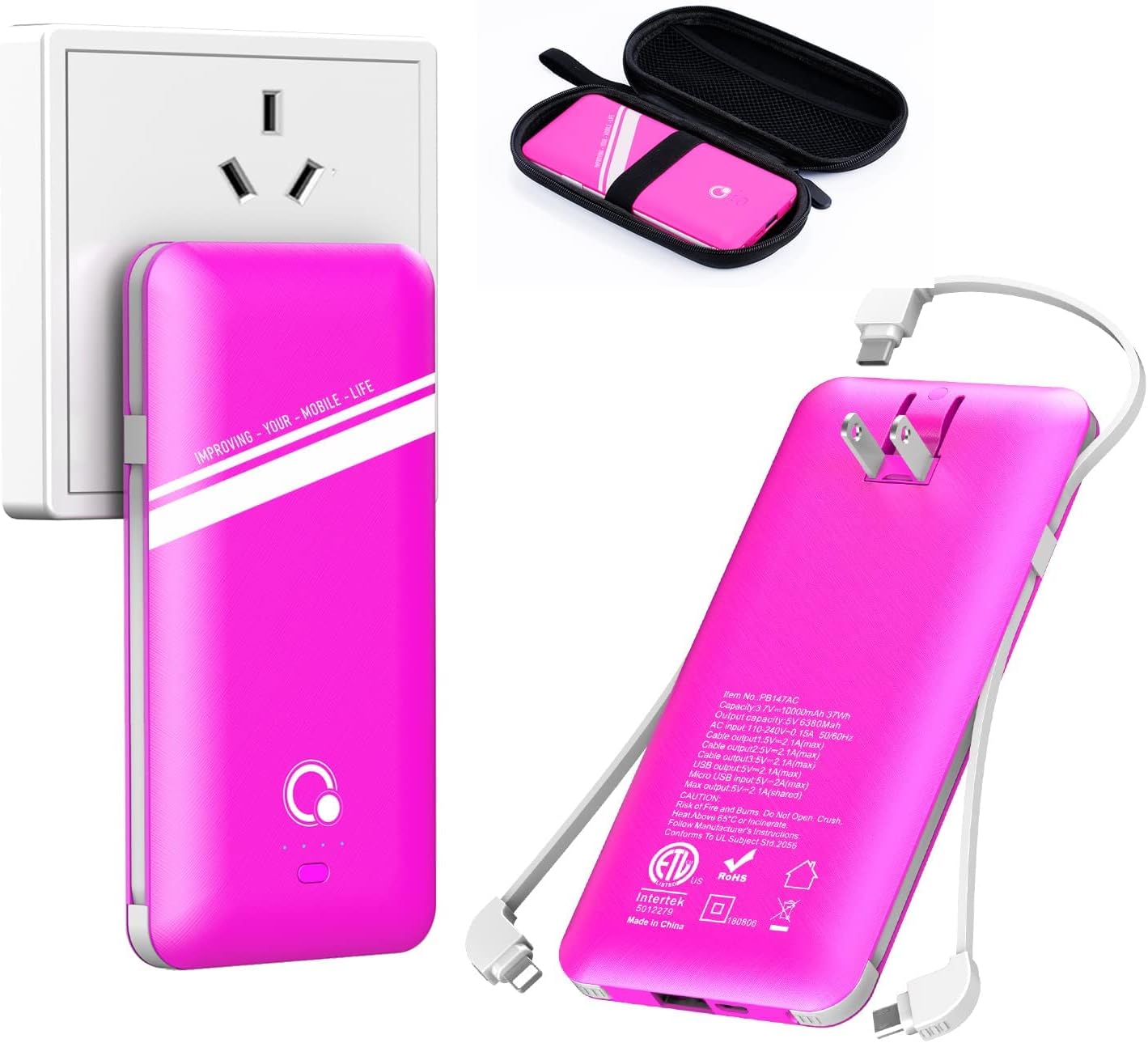 Amazon.com: 10000mAh Power Bank, Q Slim Portable Charger,4 Output ...