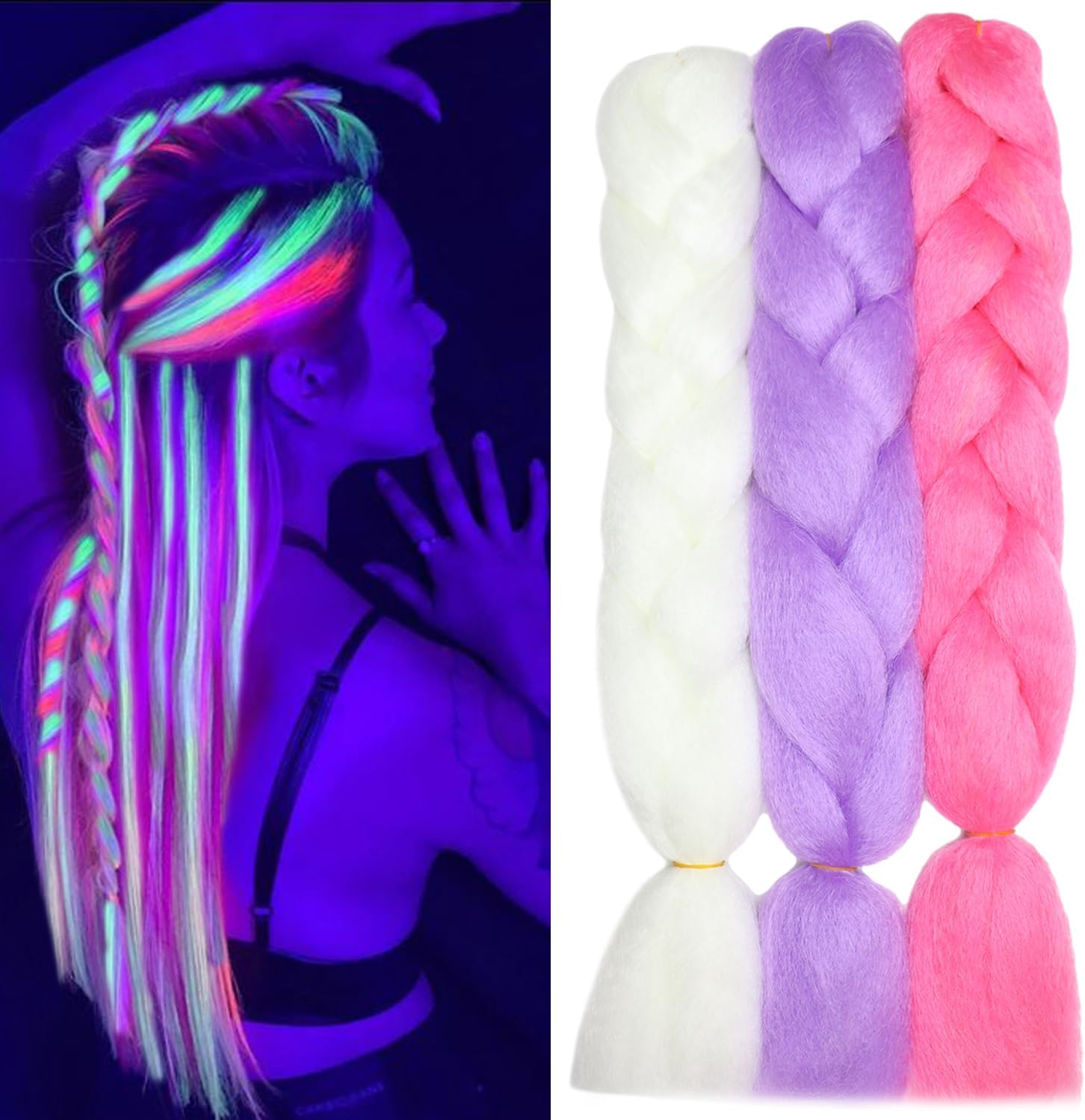 Amazon.com : Colorful Braiding Hair 24inch 3pcs Jumbo Braiding Hair ...