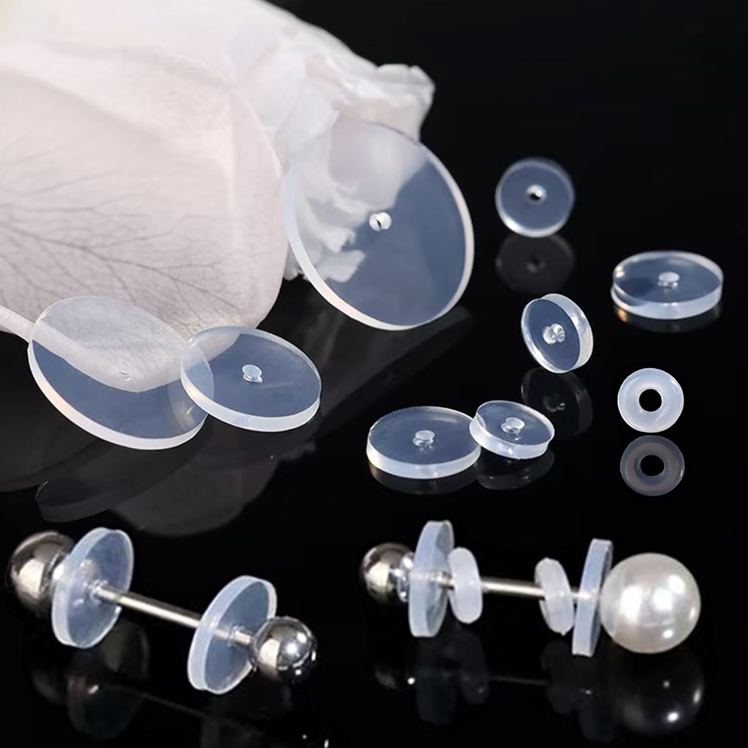 Amazon.com: Silicone Earring Backs Stoppers for Piercings, 50 Pcs, 3 ...