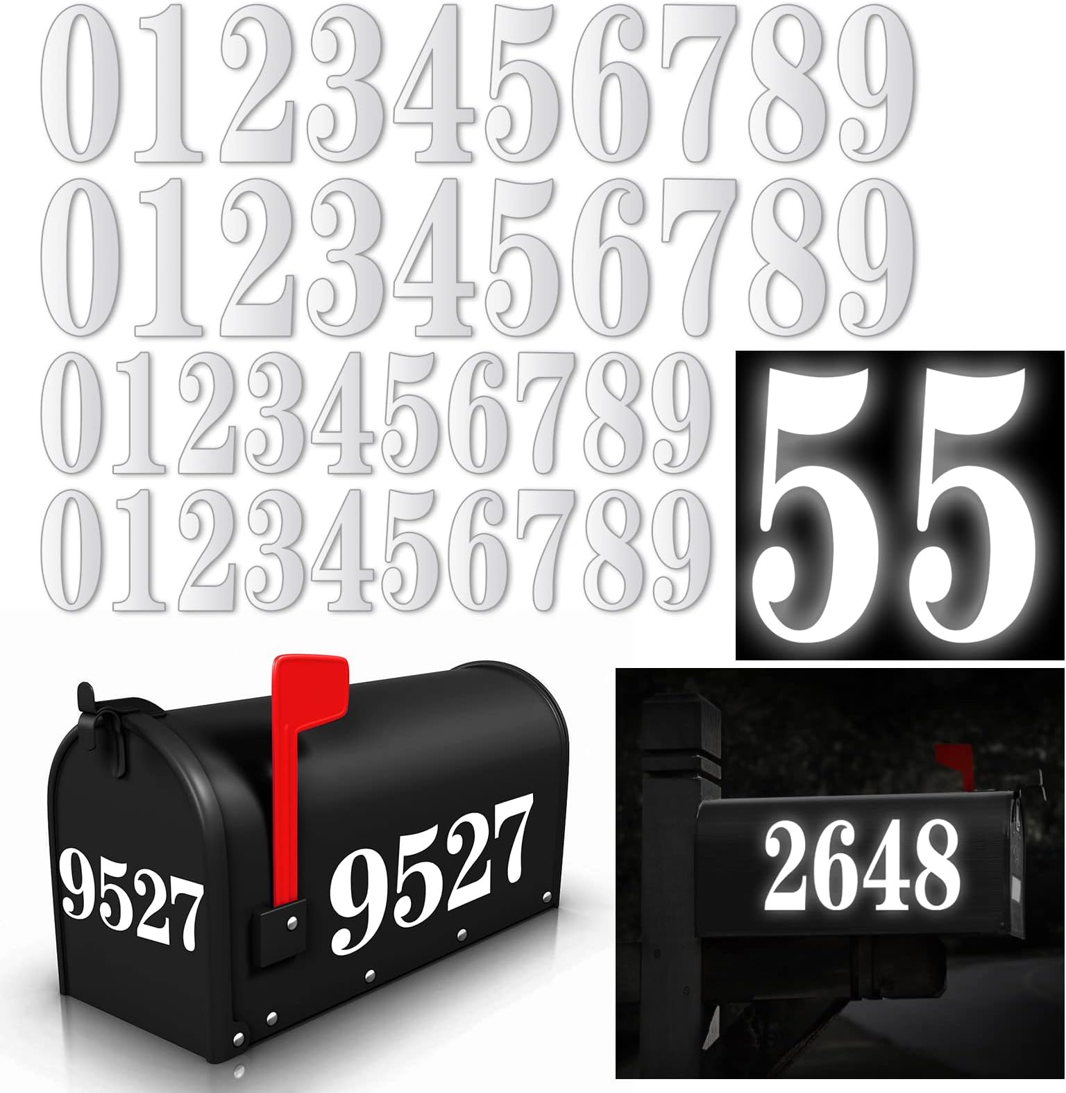 Amazon.com: 4 inch Reflective Mailbox Numbers for Outside Sticker ...