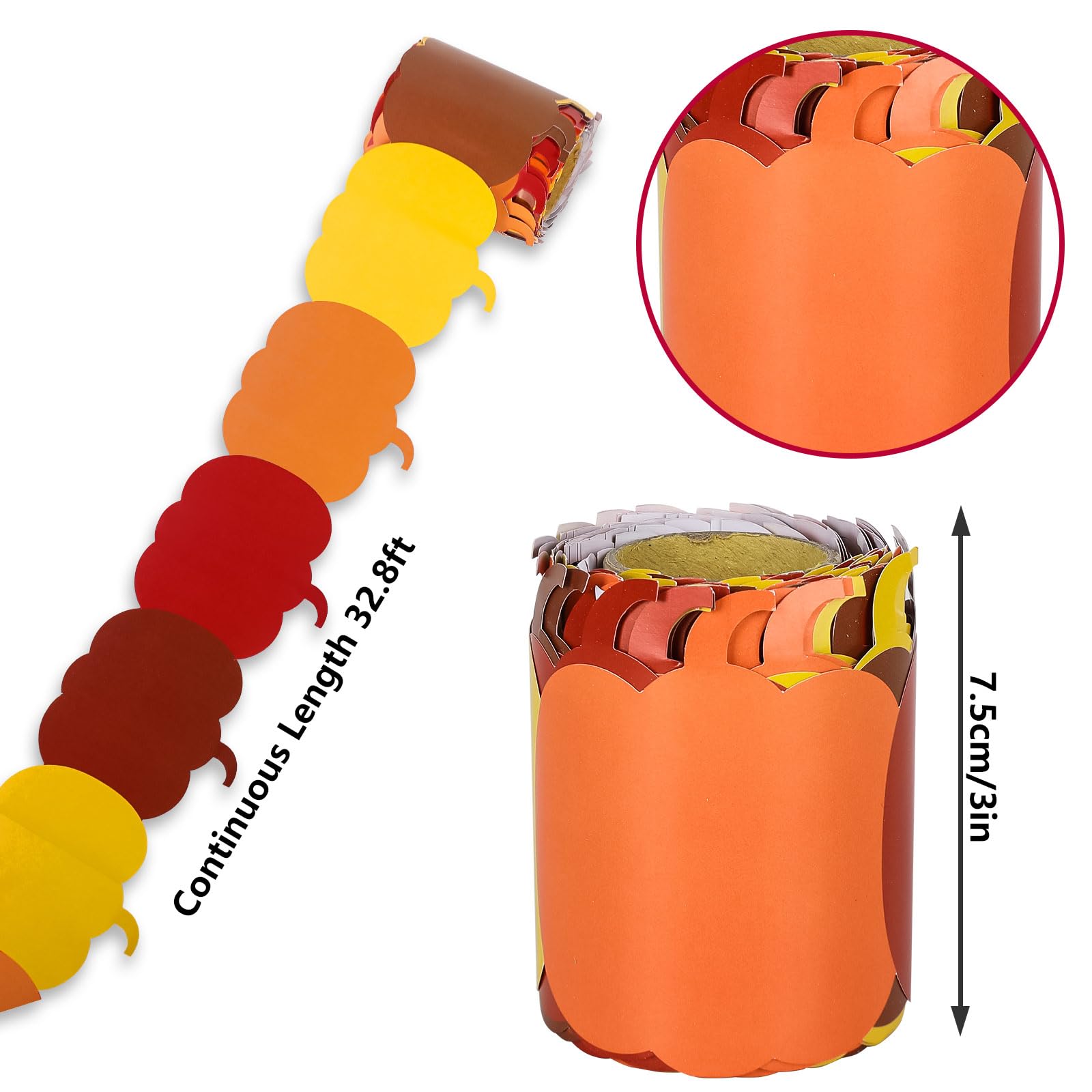 Snapklik.com : 32.8ft Fall Bulletin Board Borders 4 Colors Pumpkin Die ...