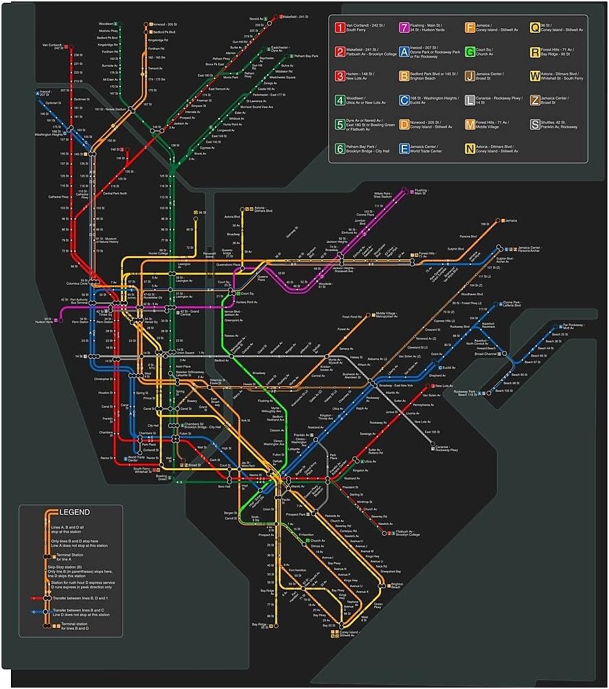 Amazon.com - True Home New York Subway System Poster - Canvas ...